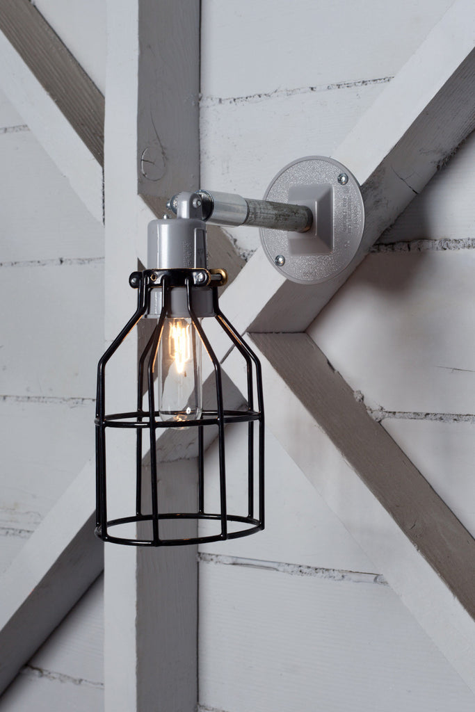 Industrial Wall Light- Outdoor Black Wire Cage Light | Industrial Light ...