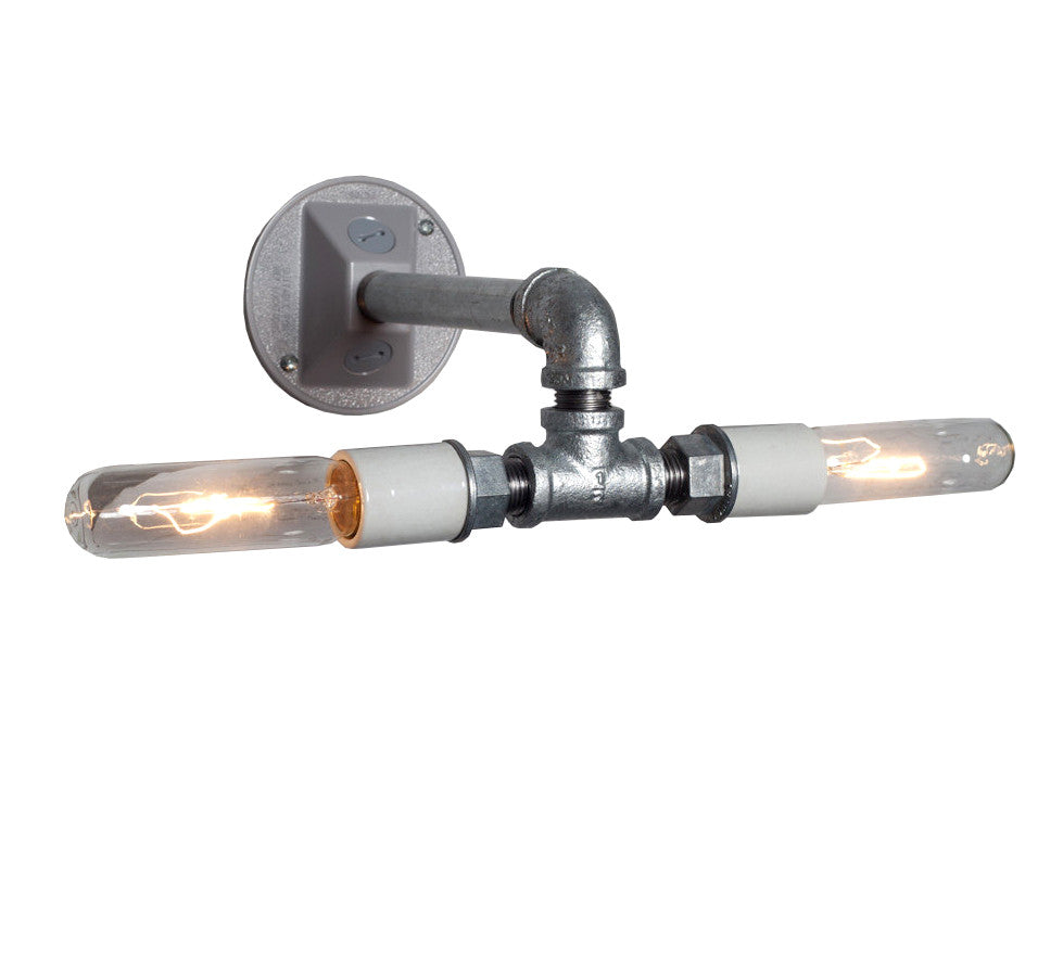 Industrial Wall Sconce - Double Bare Bulb Pipe Lamp | Industrial Light ...